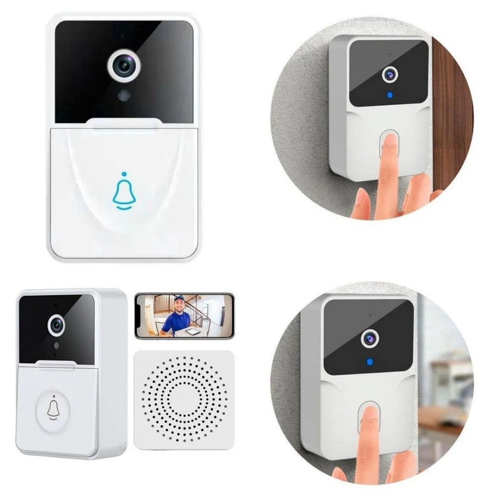 Campainha Com Câmera Vídeo Porteiro Sem Fio Wi-Fi HD Inteligente Smart ...