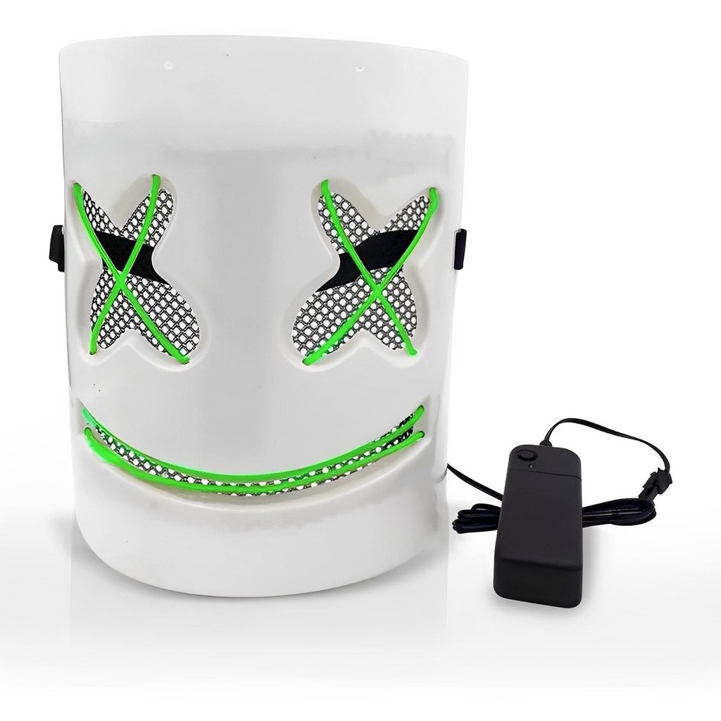 Máscara Marshmallow Led Neon Fantasia Halloween Cosplay Dj Festa Terror ...