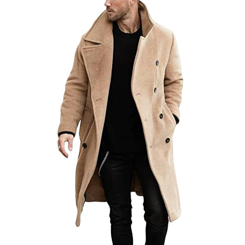 Trench Coat De Inverno Masculino Sobretudo De Peito Único Jaqueta Longa ...