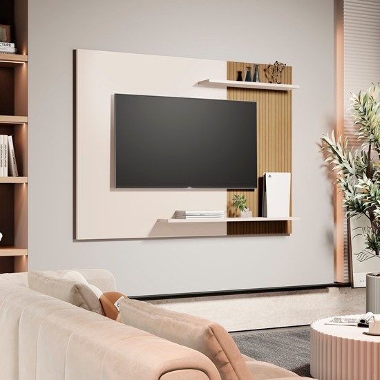 Painel Sala TV Smart Até 55 Polegadas Com prateleiras 7117 Diamante ...