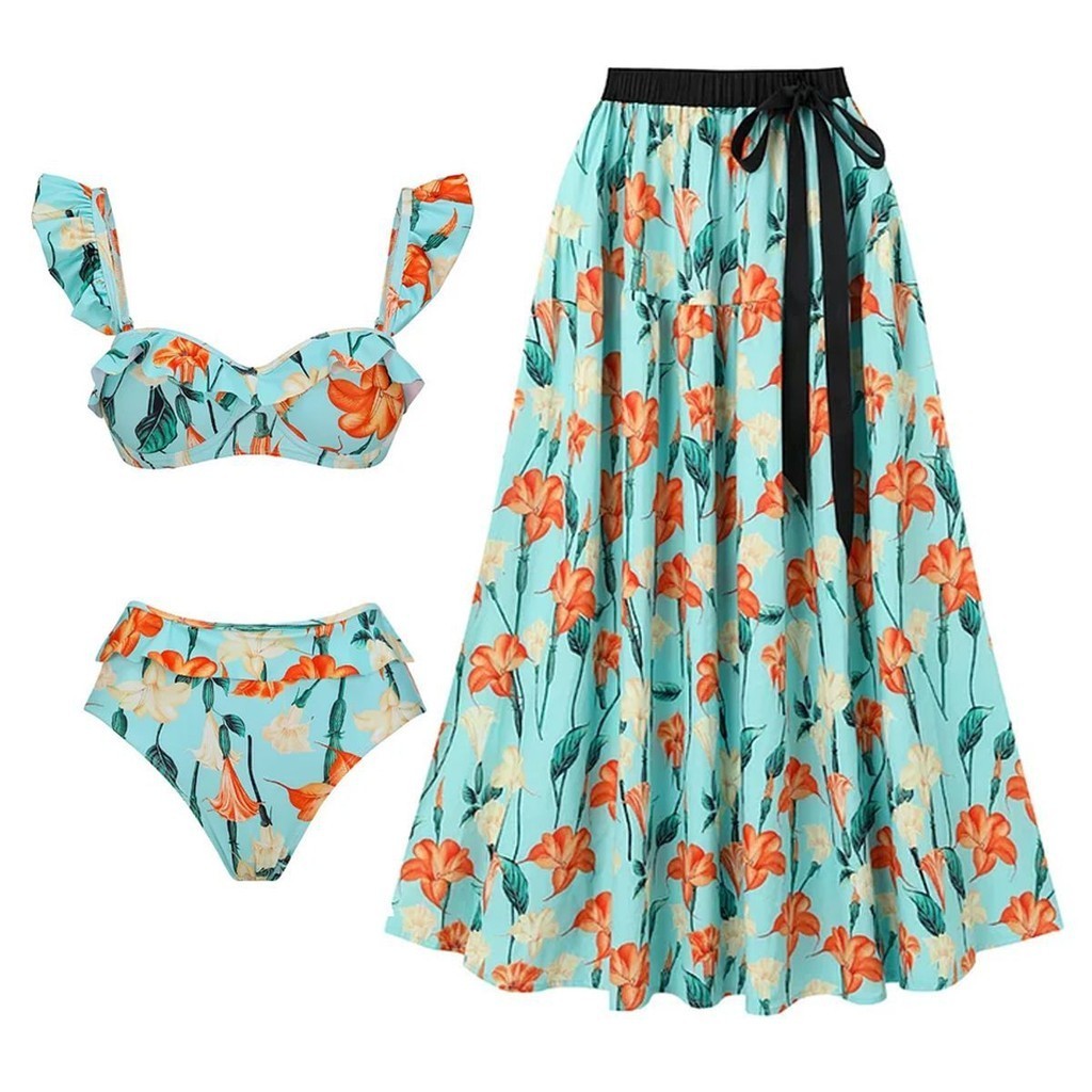 Biquíni feminino Sexy Fato de banho Moda de praia impresso swimsuit ...