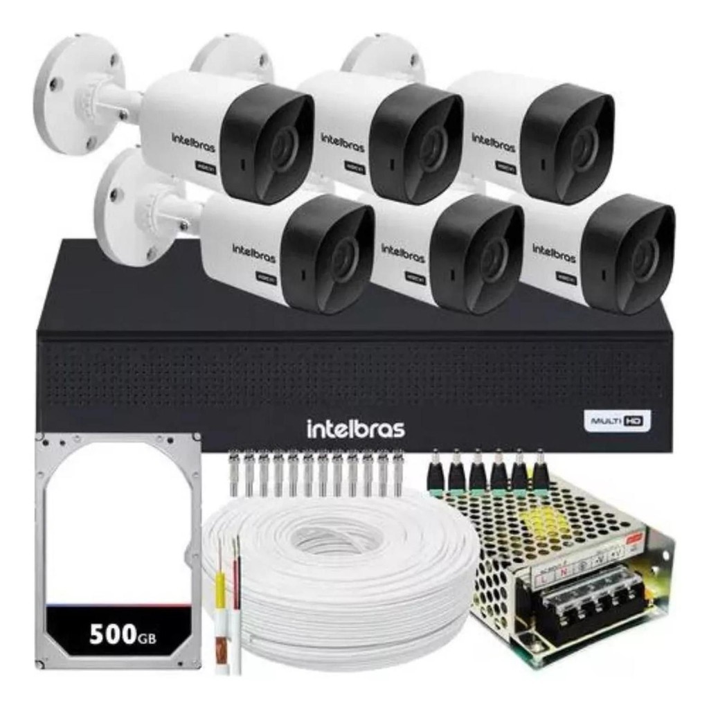 Kit Cftv 6 Câmeras 1120 b Dvr 8 Canais Intelbras 1008c Hd 500 gb ...