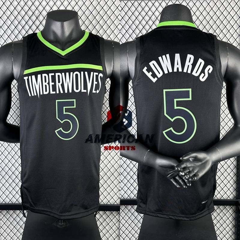 Camisa Masculina Anthony Edwards Regata Preta Camiseta De Basquete ...