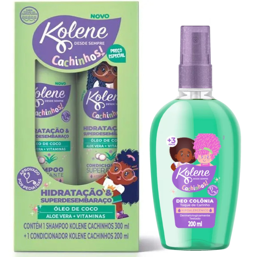 Kit Shampoo e Condicionador Kolene Cachinhos + Colônia | Shopee Brasil