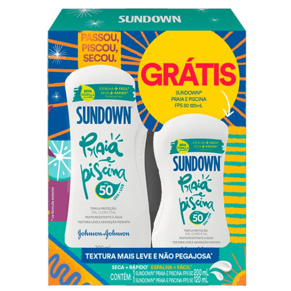Kit Protetor Solar Sundown Praia e Piscina FPS50 200ml + Protetor Solar ...
