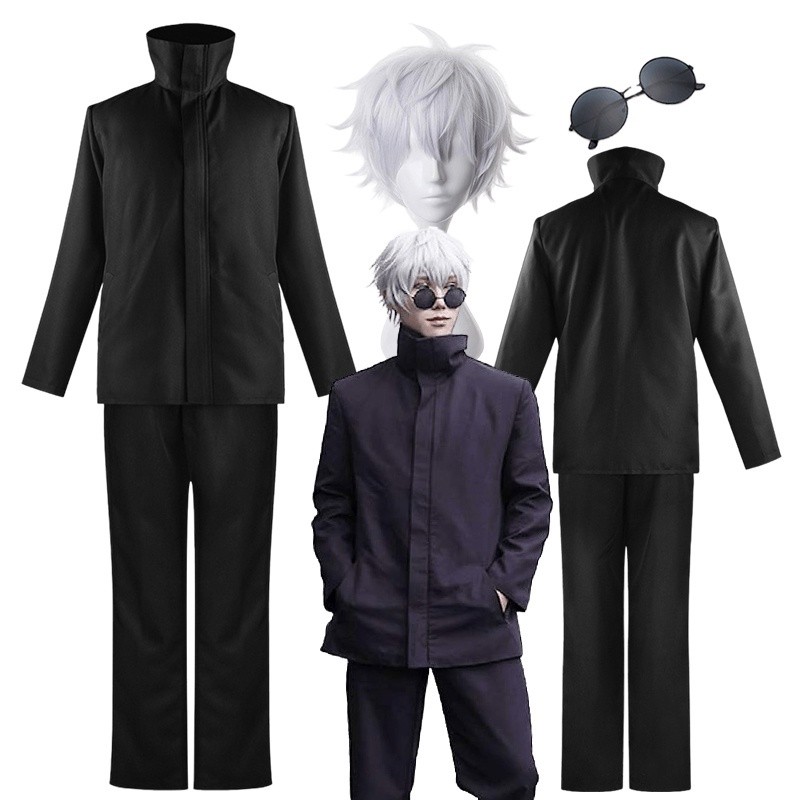 Anime Jujutsu Kaisen Gojo Satoru Cosplay Uniforme Peruca Traje Preto ...