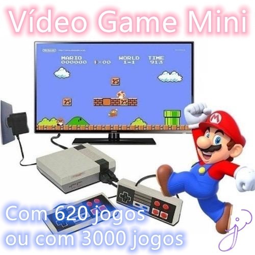 Vídeo Game Mini 3000 Jogos Ou 620 Jogos 8 Bits Com 2 Controles Retrô ...