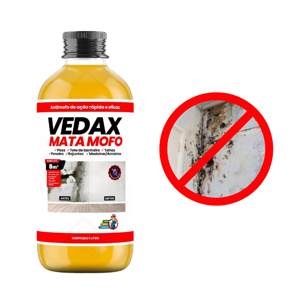 Mata Mofo e Bolor Não Volta Concentrado 1lt Piso Parede Vedax | Shopee ...