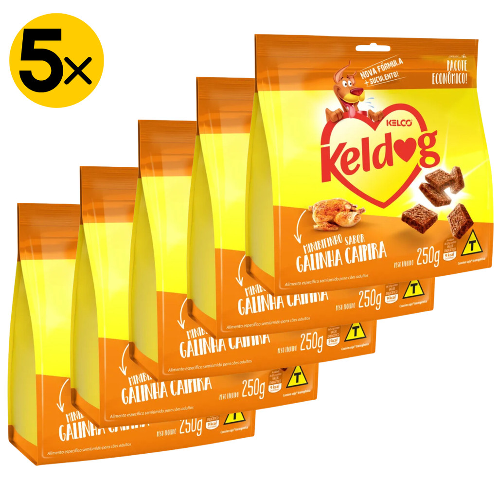 Kit 5 Bifinho Keldog Sabor Galinha Caipira - 250 g | Shopee Brasil
