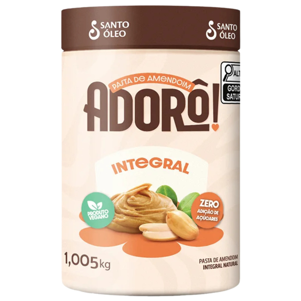 Pasta de Amendoim Integral Lisa 1,005kg Adoro - Santo Óleo | Shopee Brasil