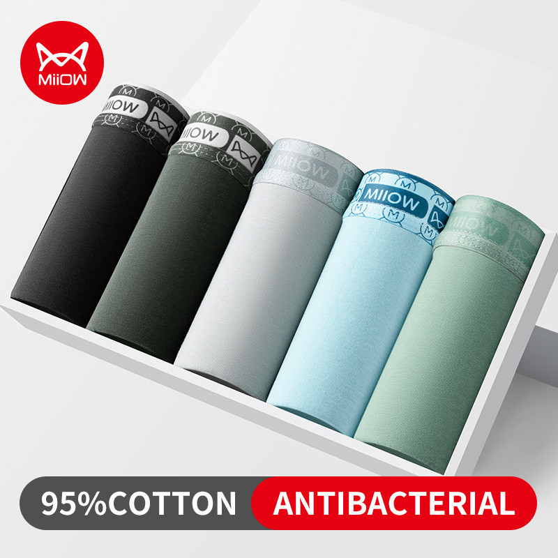 MiiOW 3 Peças Roupa Íntima Masculina 7A Grafeno Algodão Antibacteriano ...