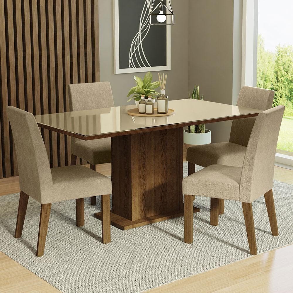 Conjunto Mesa Tampo De Vidro 4 Cadeiras | Shopee Brasil