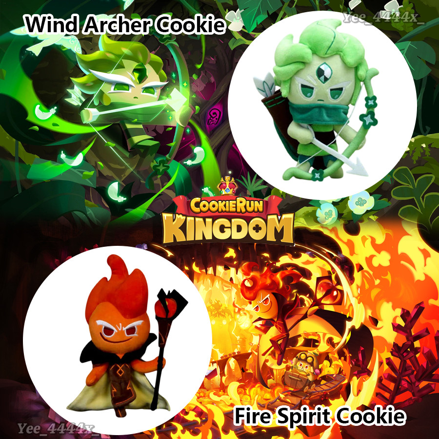 Cookie Run : Kingdom Fire Spirit E Wind Archer Plush Game Personagem ...