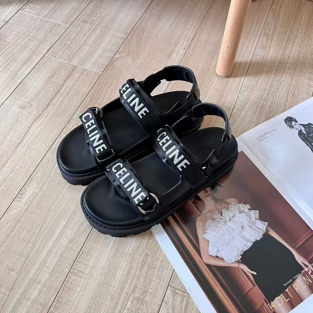 Celine 2024 Sandálias Femininas Primavera E Outono Novo Cinto De Couro