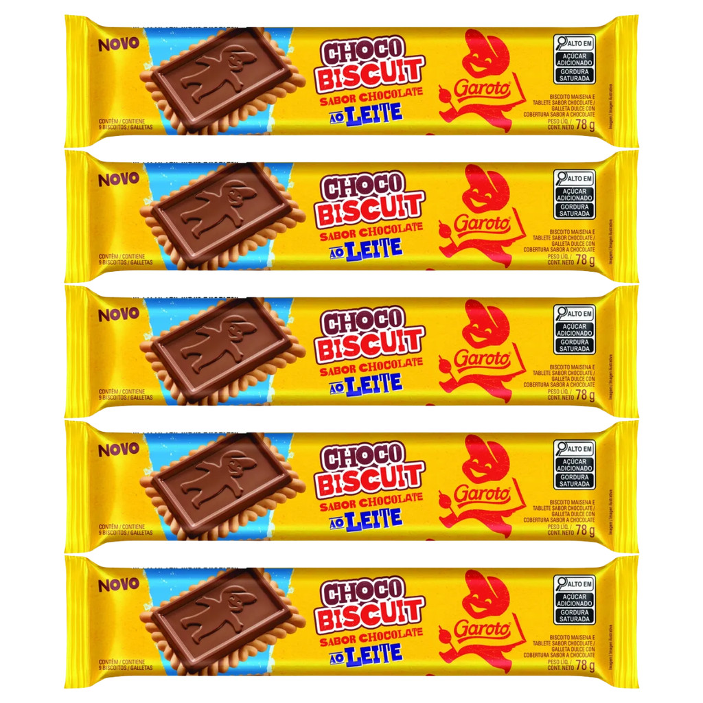 5 Pacotes de Biscoito Choco Biscuit Garoto Ao Leite 78g | Shopee Brasil