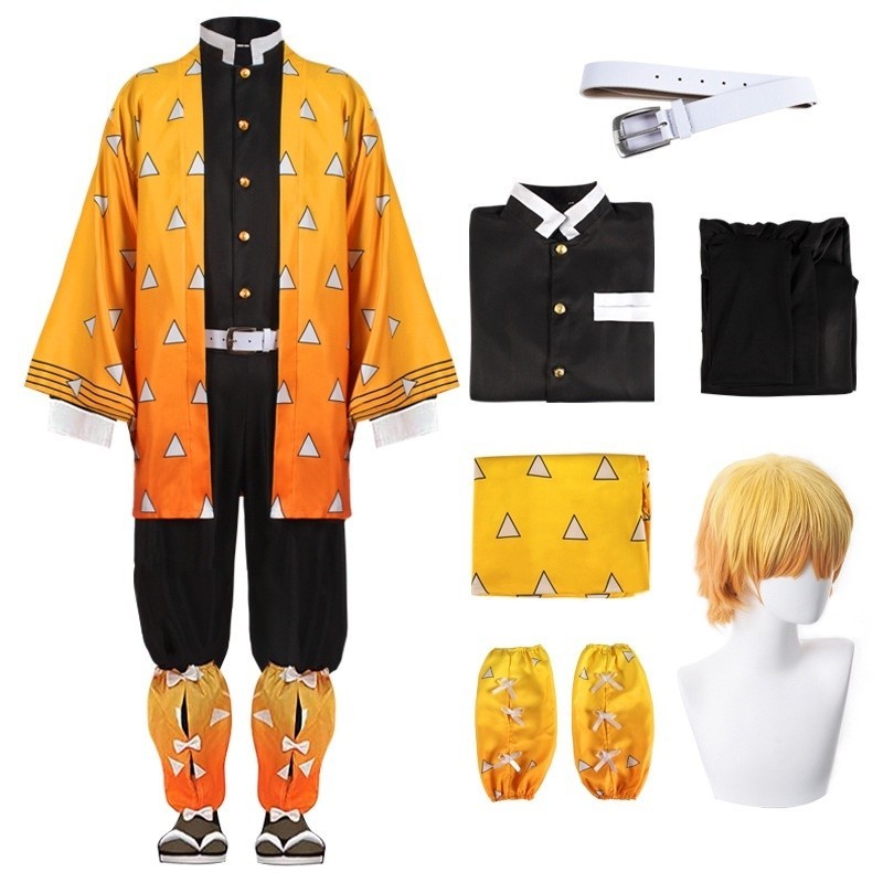 Demon Slayer Cosplay Costume Play Halloween Party Agatsuma Zenitsu ...
