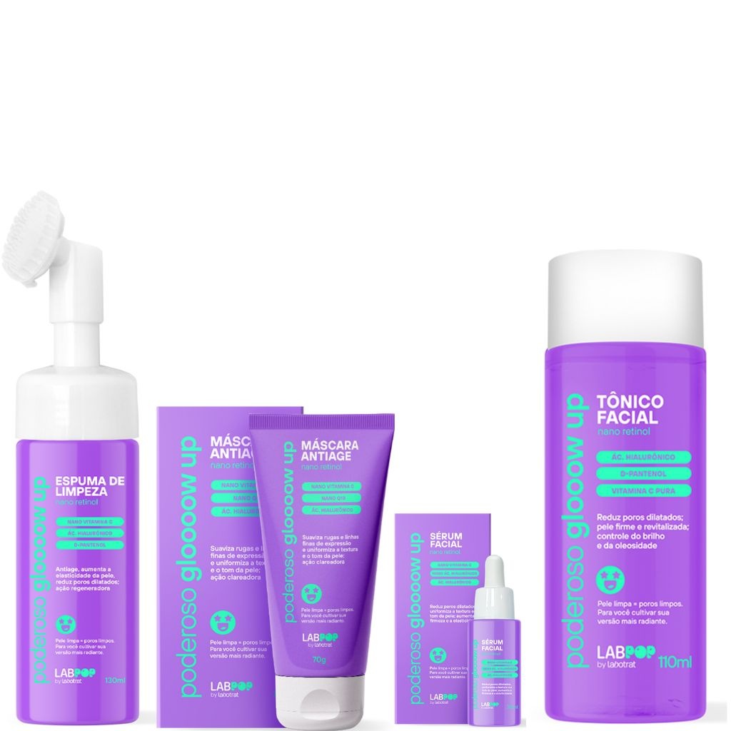 Kit Poderoso Glooow Up - Tônico, Espuma de Limpeza, Sérum e Máscara ...