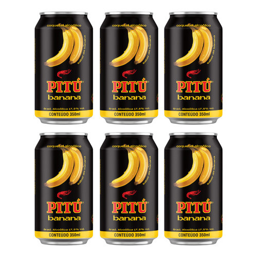 Cachaça Pitú Banana Lata 350ml - 6 Unidades | Shopee Brasil
