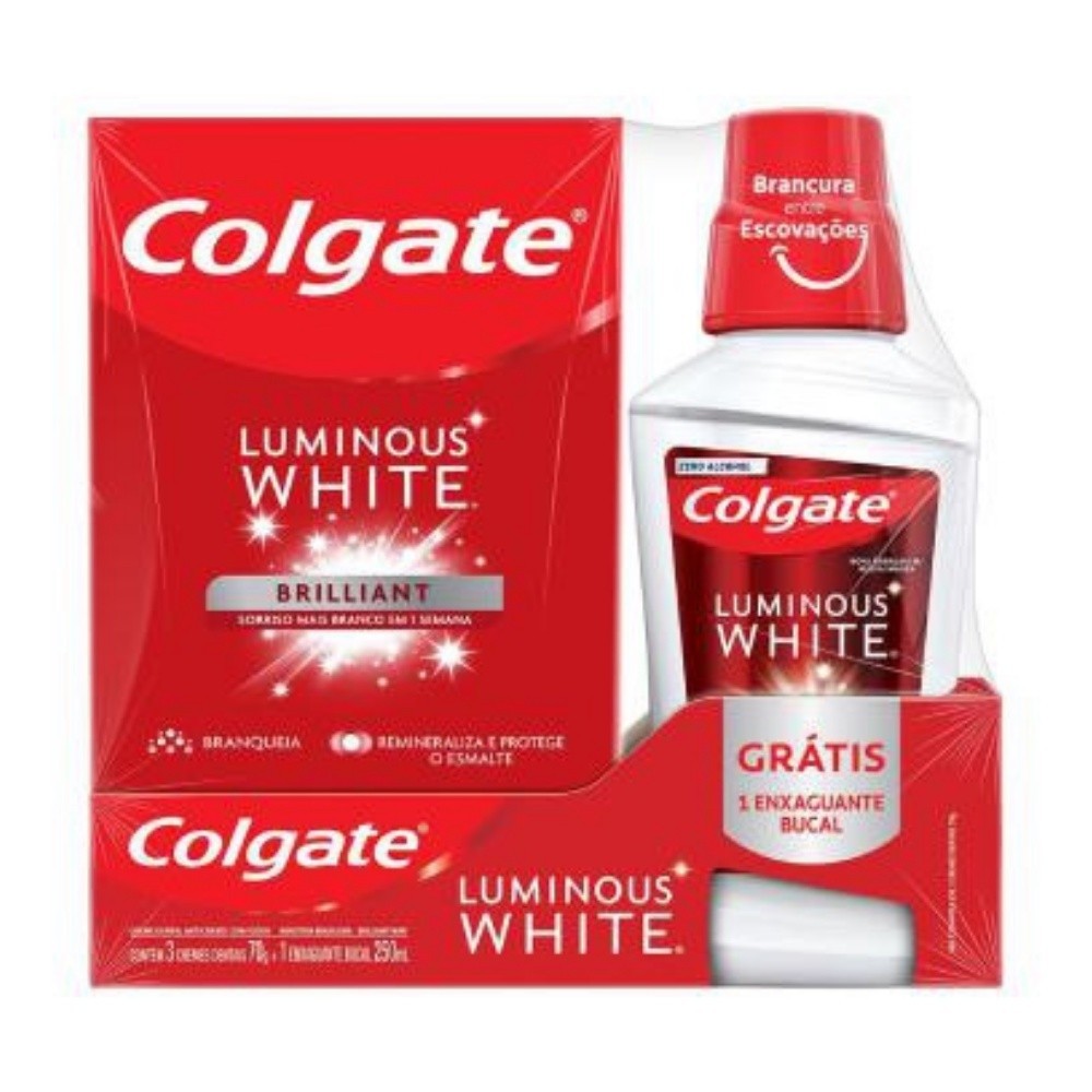 Kit Promocional 3 Creme Dental Luminous White 70g + Enxaguanete 250ml ...