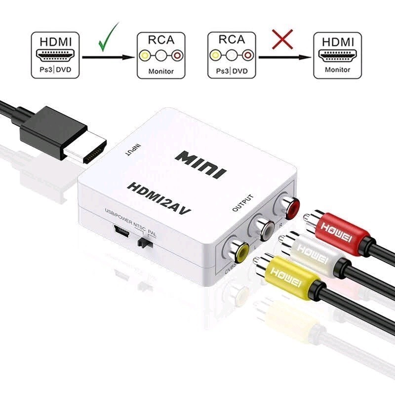 Mini Conversor Adaptador Hd Video Hdmi X Av Rca - Hdmi2 AV | Shopee Brasil