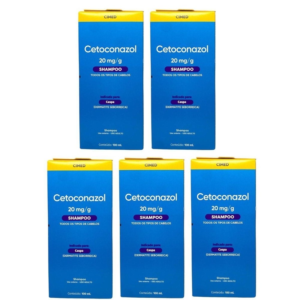 Kit 5 Shampoo ANTICASPA Cetoconazol Para todo tipo de Cabelo 100ml ...