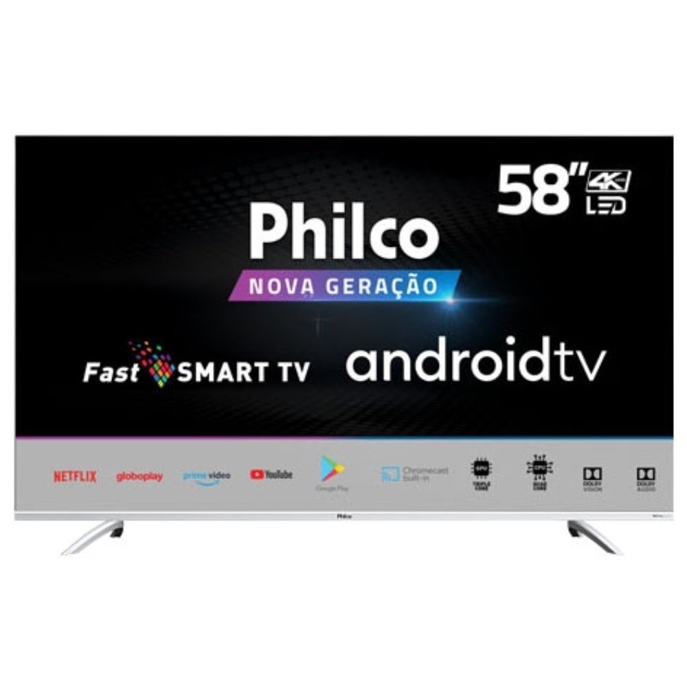 Smart TV 58" LCD LED Philco PTV58GAGSKSBL | 4K UHD, com Wi-Fi, com 3 ...