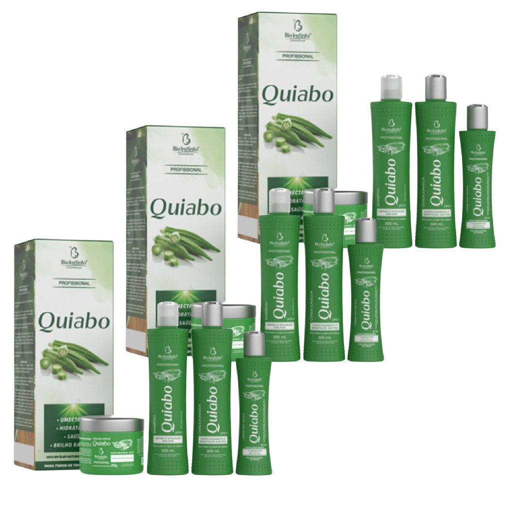Quiabo Hidratação e Brilho Radiante Bio Instinto - 3 Kits Capilares com ...