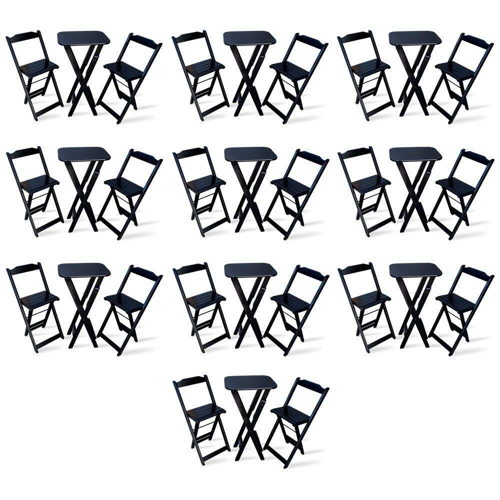 Kit De 10 Conjuntos Dobrável Bistrô Preto De Mesa Com 2 Cadeiras Cor: Marrom | Shopee Brasil