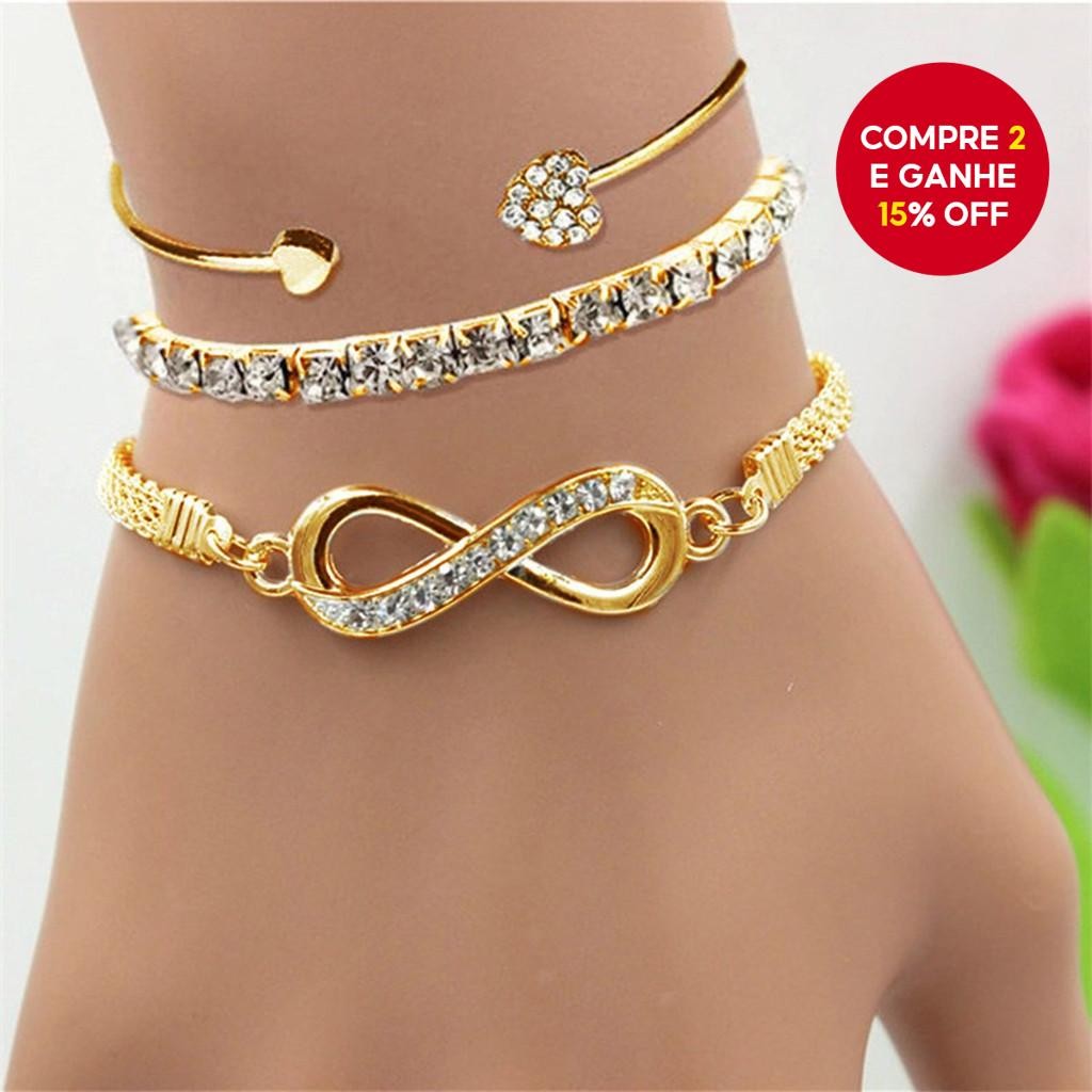 Conjunto De Pulseira De Corrente De Cobra Diamond Infinity Em Ouro Para Mulheres , Presente ...