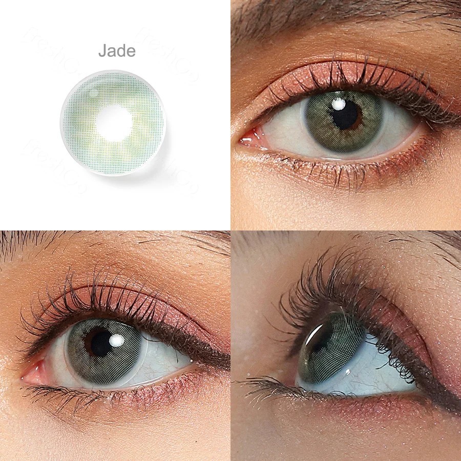 Lentes de Contato FreshGo Hidrocor Jade Natural Sem borda Anual Verde ...