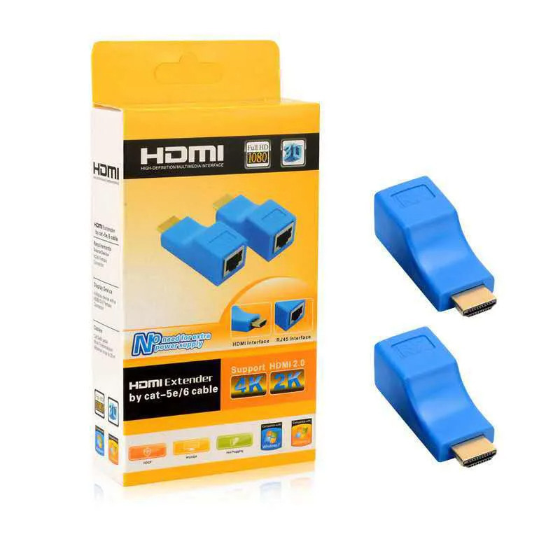 Extensor RJ45 Cat5e Cat6 Para Hdtv Distância 30 Metros Extender ...