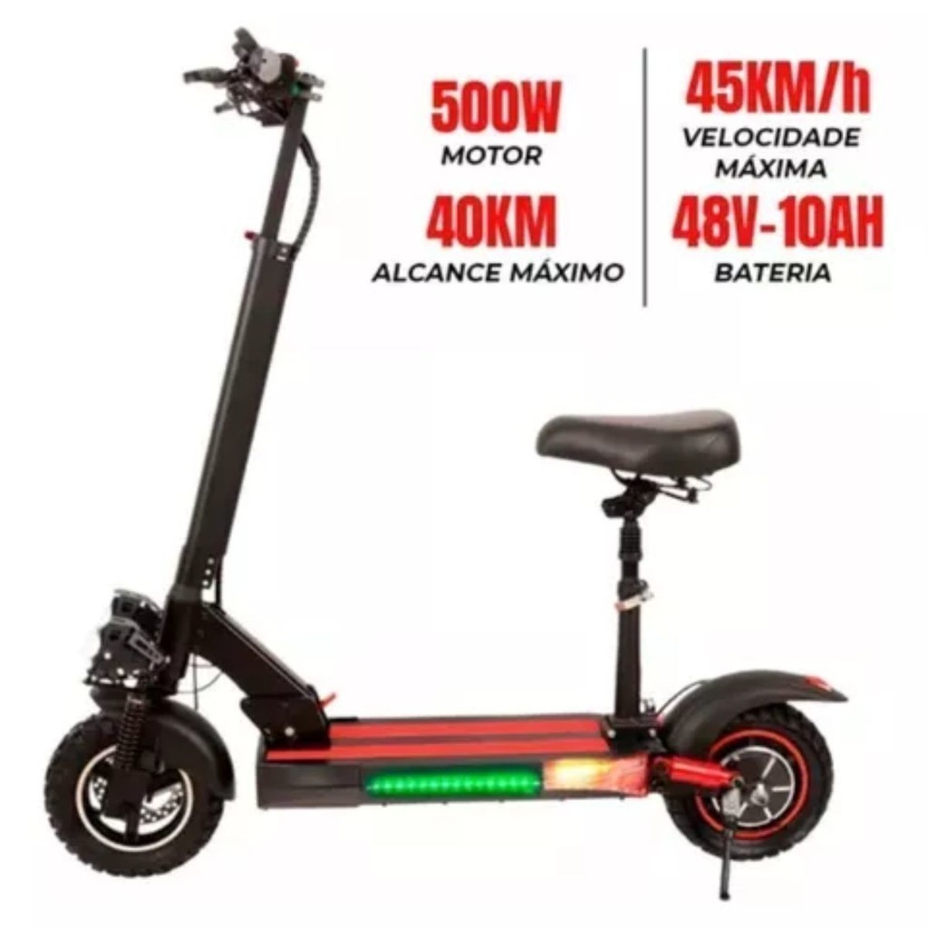 Patinete Scooter Eletrico Off Road 10ah 500w Bluetooth 45km | Shopee Brasil