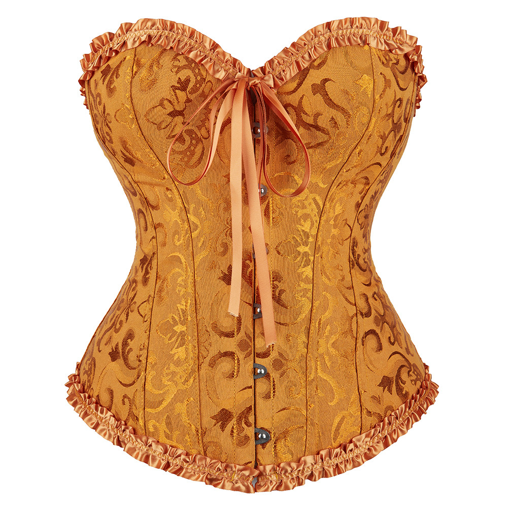 Corset Tops para Mulheres Overbust Bustier Satin Sexy Lace up Corset ...