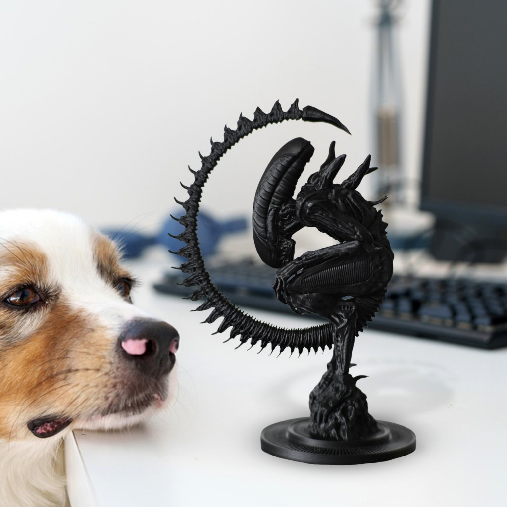 Black Glossy Alien Figure 3d Printed Figurine 6-inch Creature Ornament ...