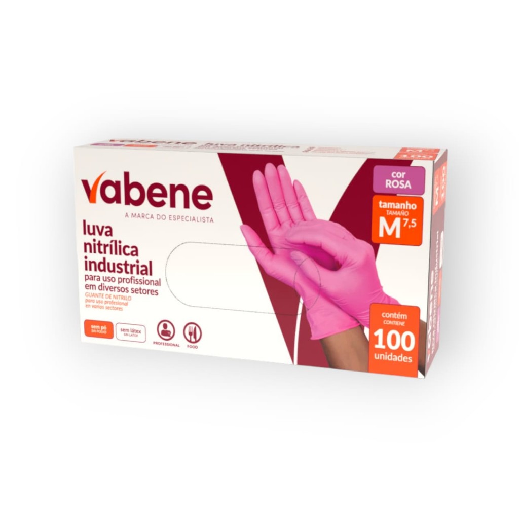 LUVA NITRILICA PROTECAO INDUSTRIAL ROSA M 100UN | Shopee Brasil