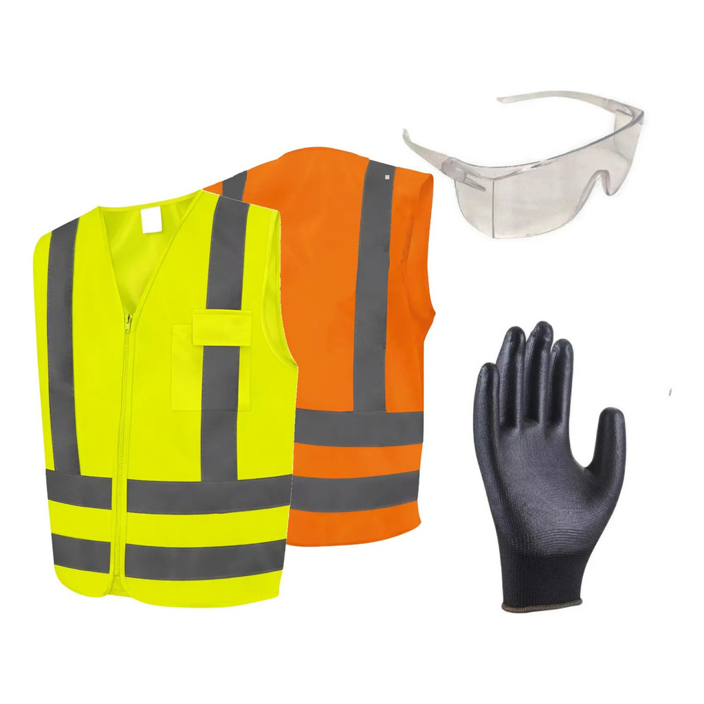 Kit Epi Colete Refletivo Entregador Luva Proteção Oculos Ca | Shopee Brasil