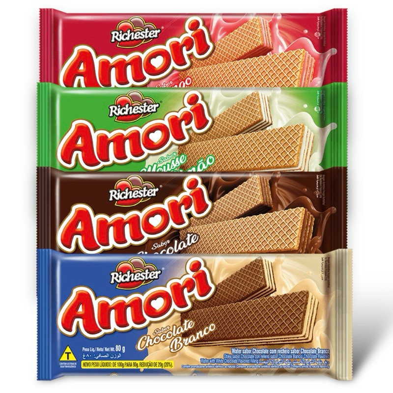 Kit 12 Unidades Biscoito Wafer Amori Richester 80g | Shopee Brasil