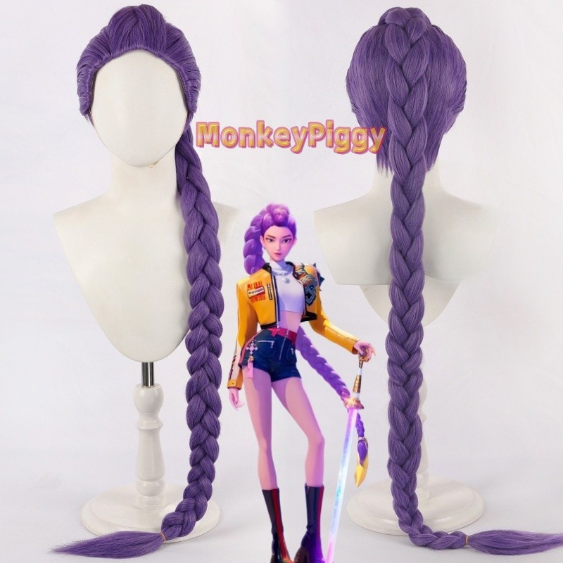 Peruca KPOP DEMON HUNTERS RUMI Cosplay Longa Roxa Trançada Resistente ...