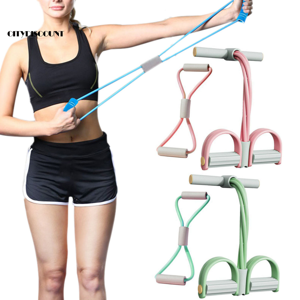 Sit-up Pull Rope 6-tube Pedal Ankle Puller Figure 8 Resistance Band for ...