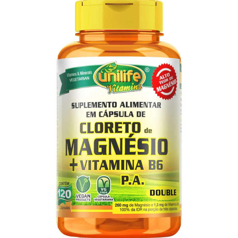 Cloreto De Magnésio C/ Vit B6 120 Cáps 800mg Unilife | Shopee Brasil