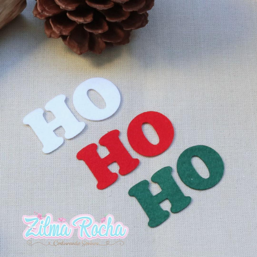 Recorte em Feltro - HO HO HO Letra Bastão -Escolha a cor e tamanho ...