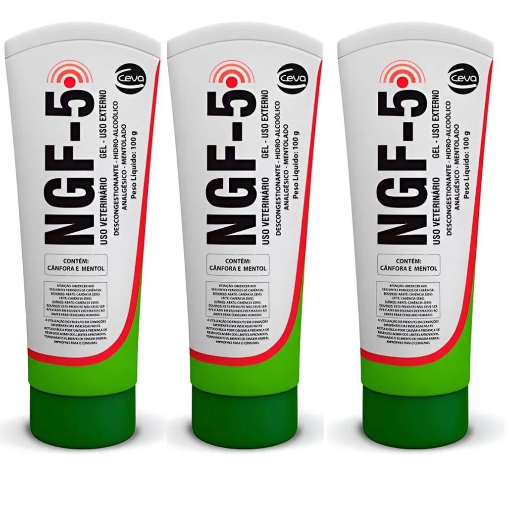 KIT 3 POMADAS NGF-5 100g DOR MUSCULAR EQUINOS BOVINOS SUINOS | Shopee ...