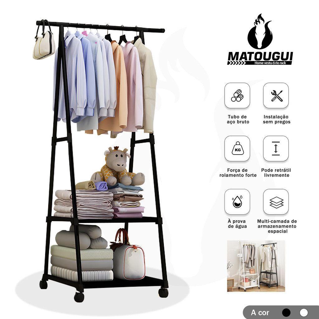 [Matougui]Arara de ferro Cabideiro e sapateira-Cabideiro de metal com ...