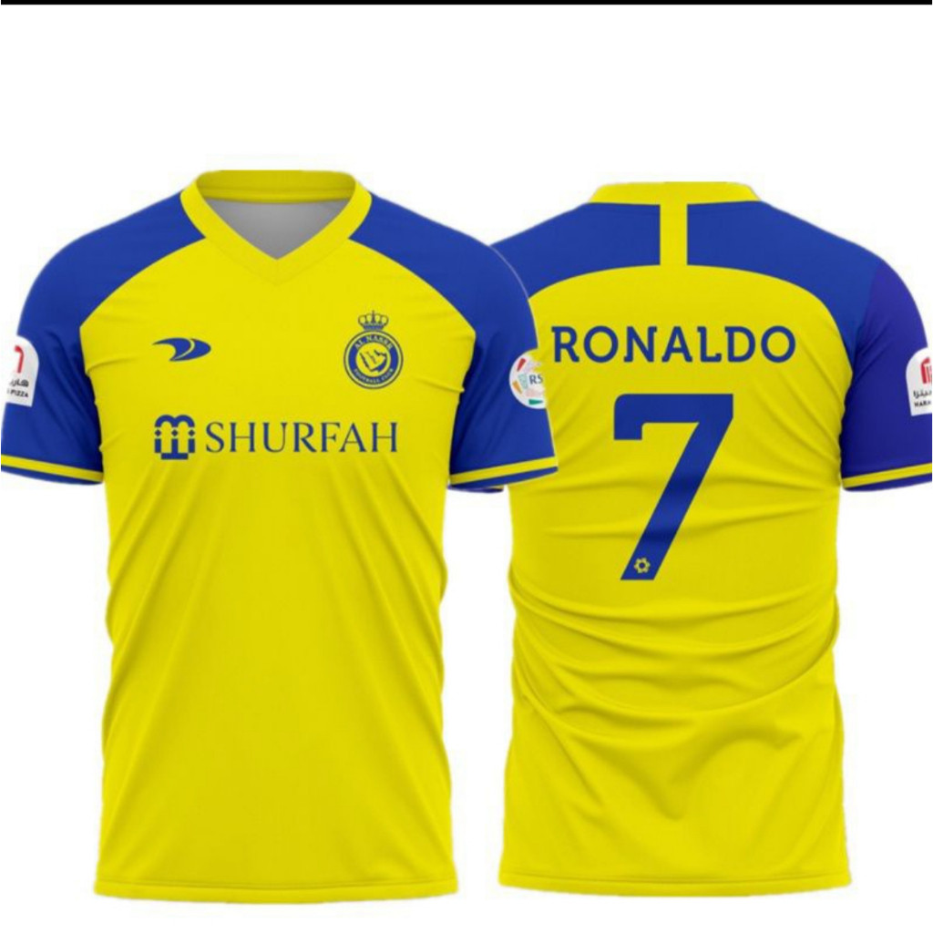 Camisas Time de Futebol Al Nassr Azul Amarelo 2024 Cristiano Ronaldo ...