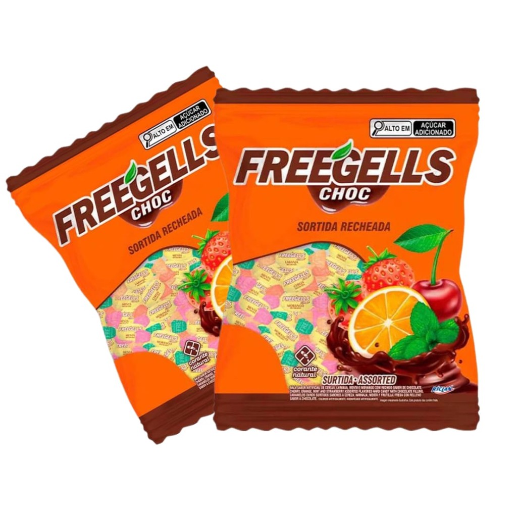 Bala Freegells Sortida Recheada Chocolate Riclan 475g - 2 Pacotes ...