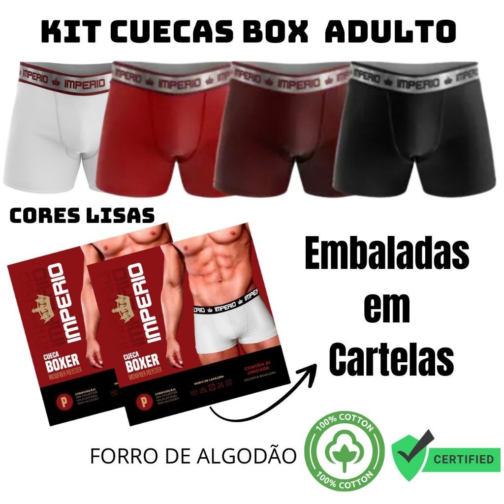 Kit 10 Cuecas Box Boxer Adulto Masculina Microfibra Leve Forro em ...