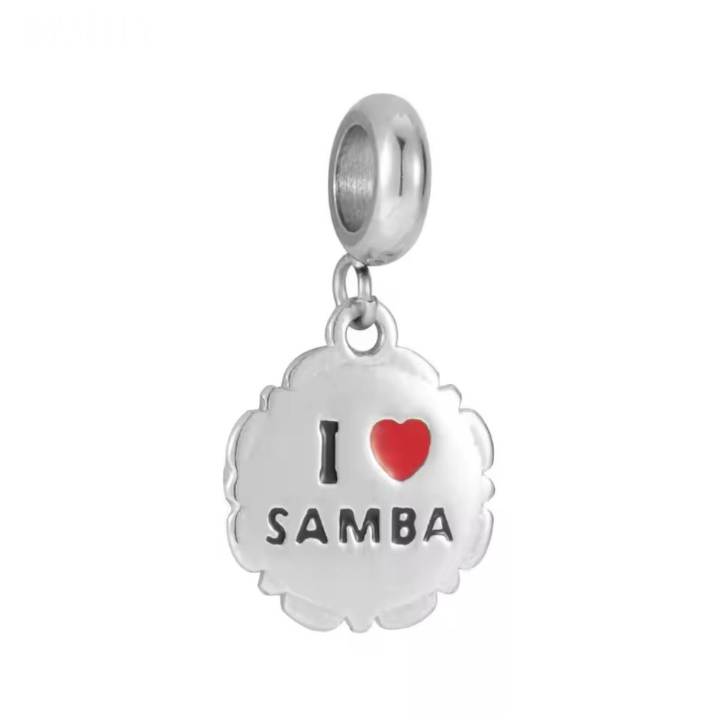 Berloque I Love Samba Brasil em Aço Inox Charm Separador em Aço Inox ...