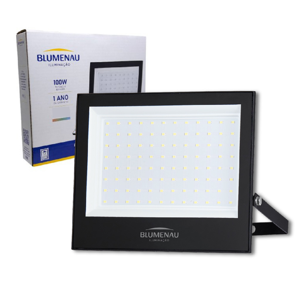 Refletor Led 100w Holofote Prova D'água Preto 6500k Luz Fria Bivolt 110/220v | Shopee Brasil