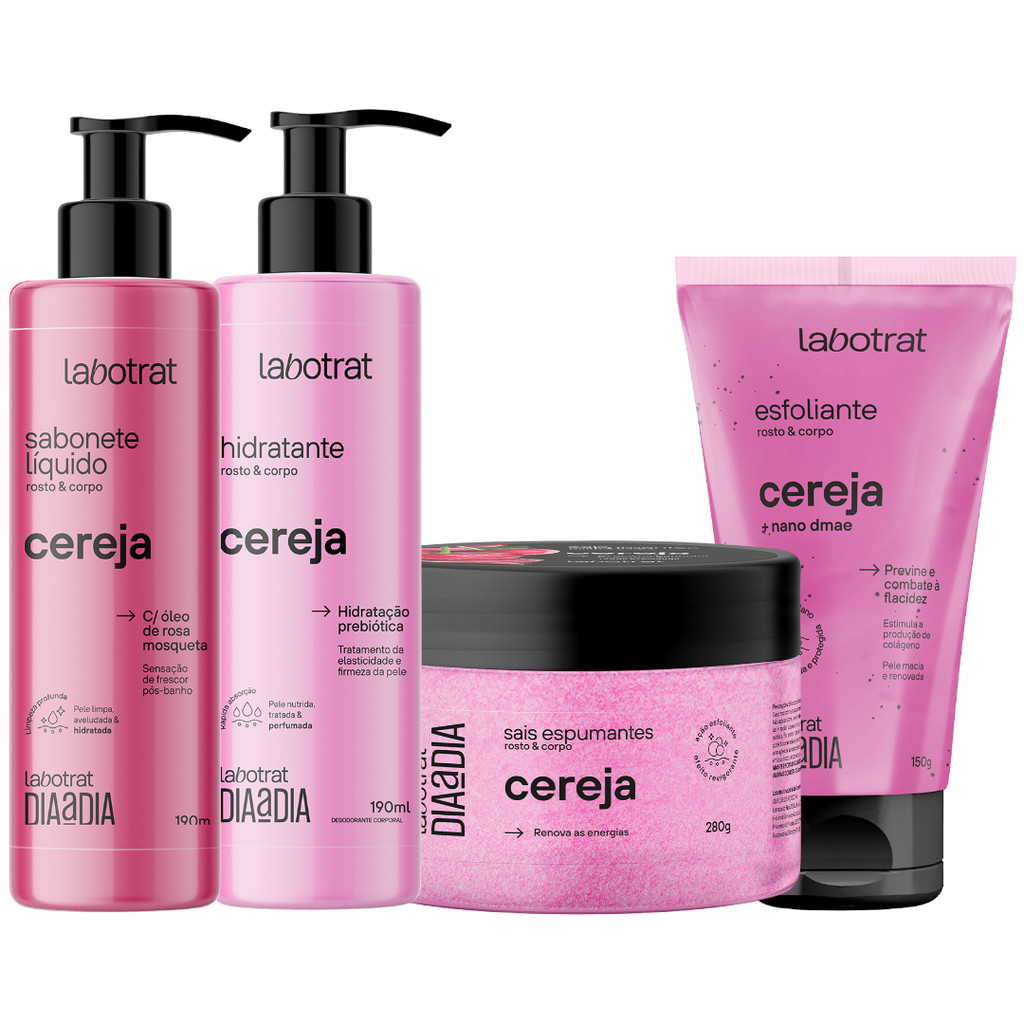 Kit Banho Premium Labotrat Cereja Completo 4 Produtos C/ Sais Corpo E ...