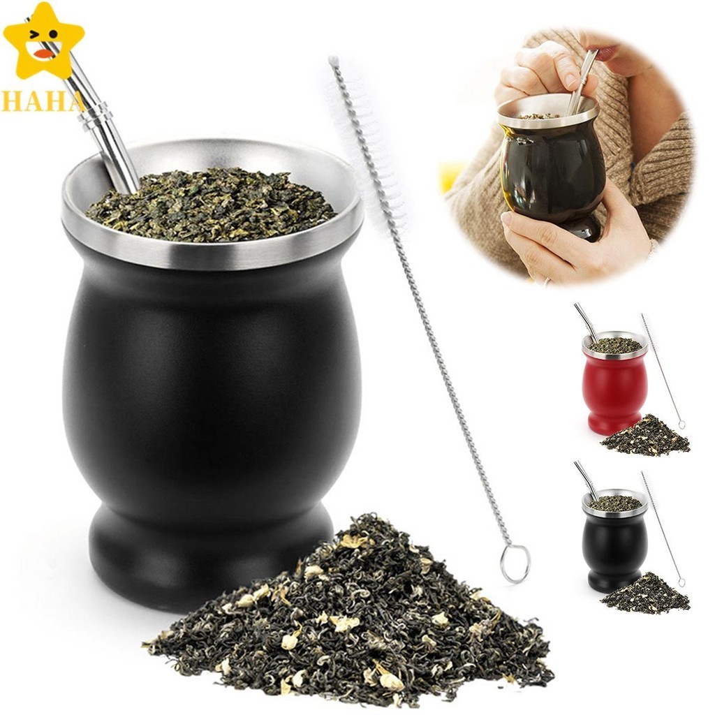 Copa Yerba Mate De Aço Inoxidável Parede Dupla Cabaça Com Escova De ...